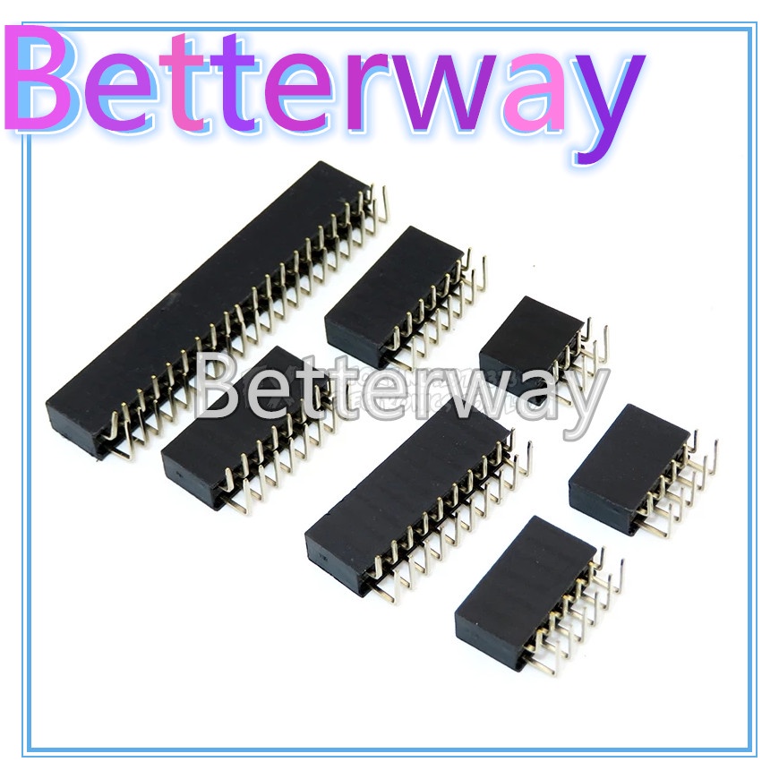 2.54mm R/A Double Row Female 2~40P PCB Board Right angle Pin Header socket Connector Pinheader 2 ...