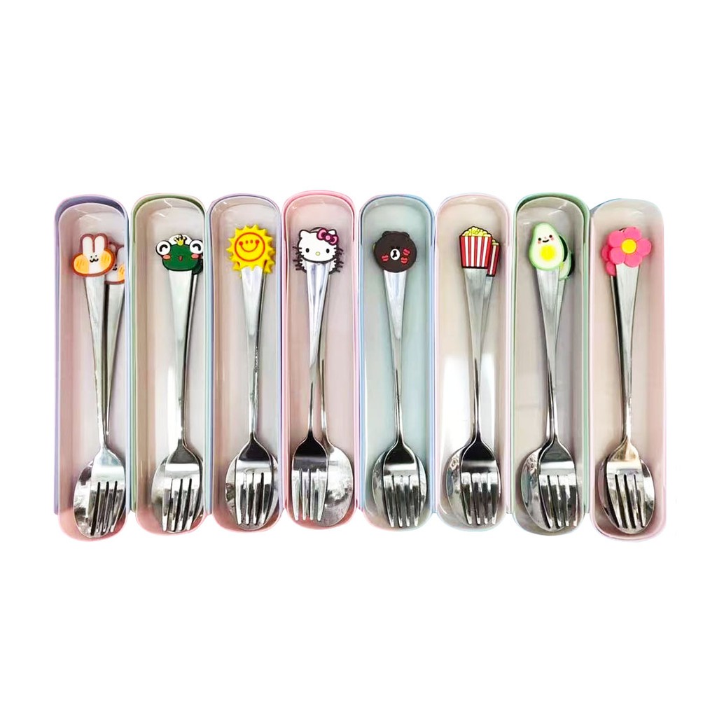 Stainless Steel Spoon and Fork Set with Case | Spoon and Fork for Kids ...