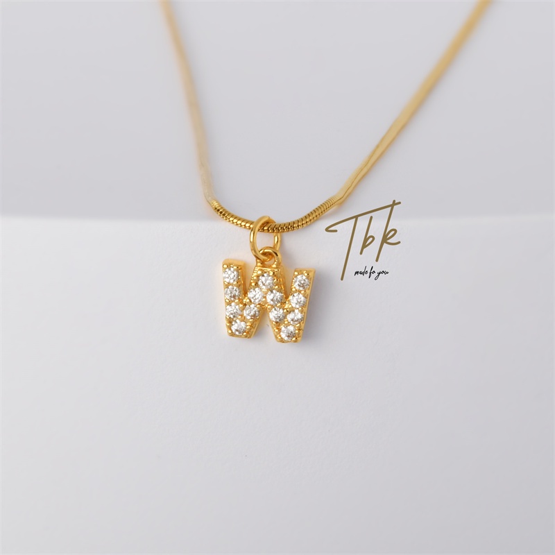 TBK Iced Initial Choker 18K Gold Letter A-Z Pendant Necklace Accessories 38n | Shopee Philippines