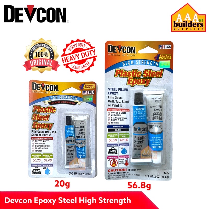 Devcon Plastic Steel Epoxy High Strength (20g & 56.8g) | Shopee Philippines