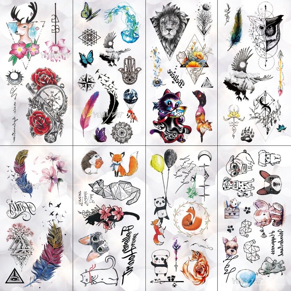 Panda Lion Little Animal Waterproof Temporary Tattoo Sticker Cute Cat ...