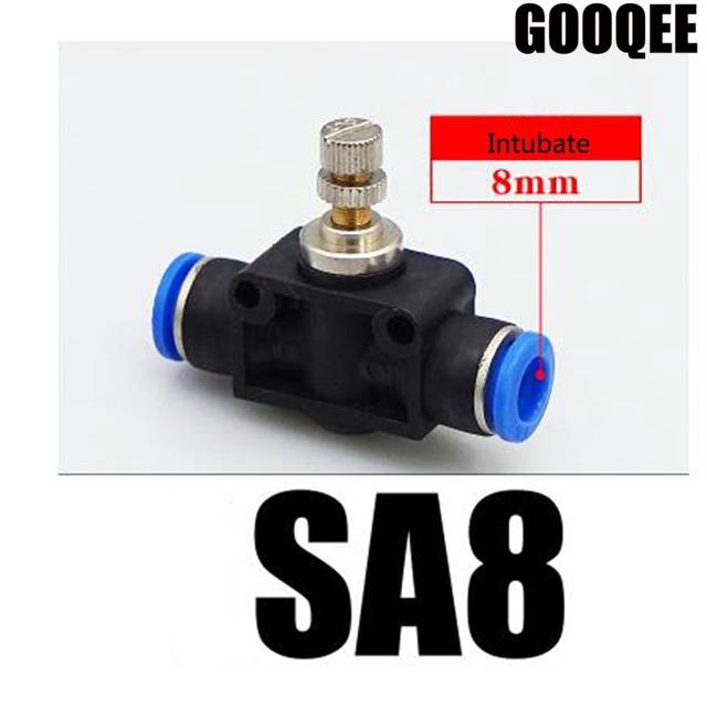 1PC SA Pneumatic Airflow Regulator 4/6/8/10/12mm OD Hose Tube Gas Flow Adjust Valve Connector ...