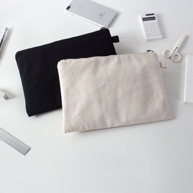 Katsa Zippered Pouch canvas bag pencil case coins wallet | Shopee ...