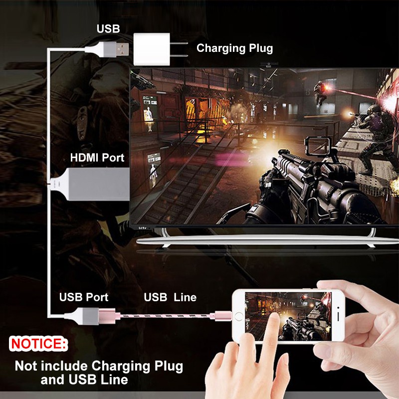 MORUI YG300 2M Phone To TV Universal Cable Android&Phone 1080P HD HDMI ...