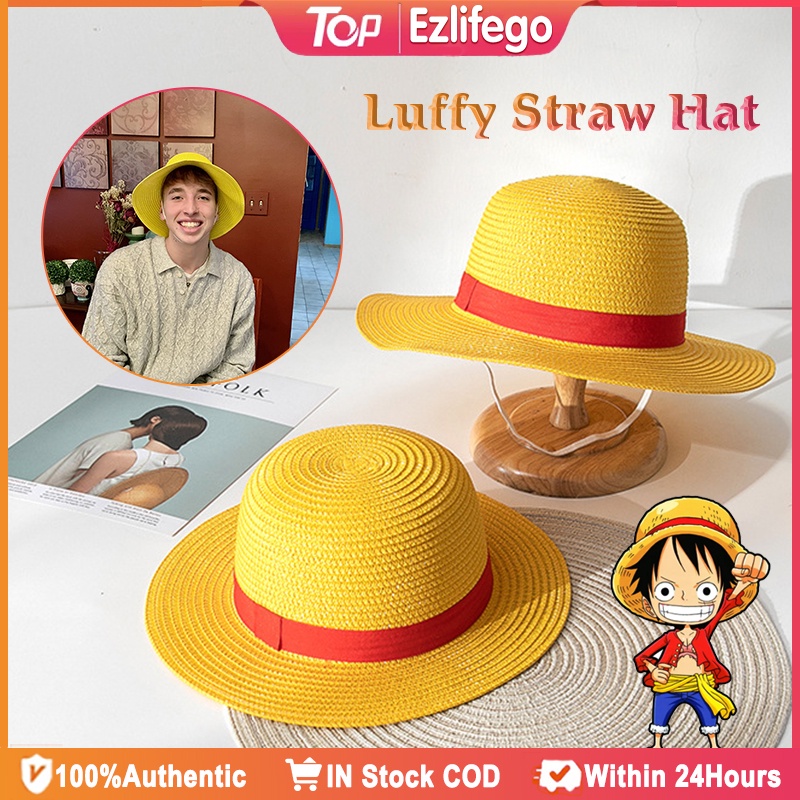 Luffy Straw Hat One Piece Protagonist Anime Cosplay Men Straw Hat ...