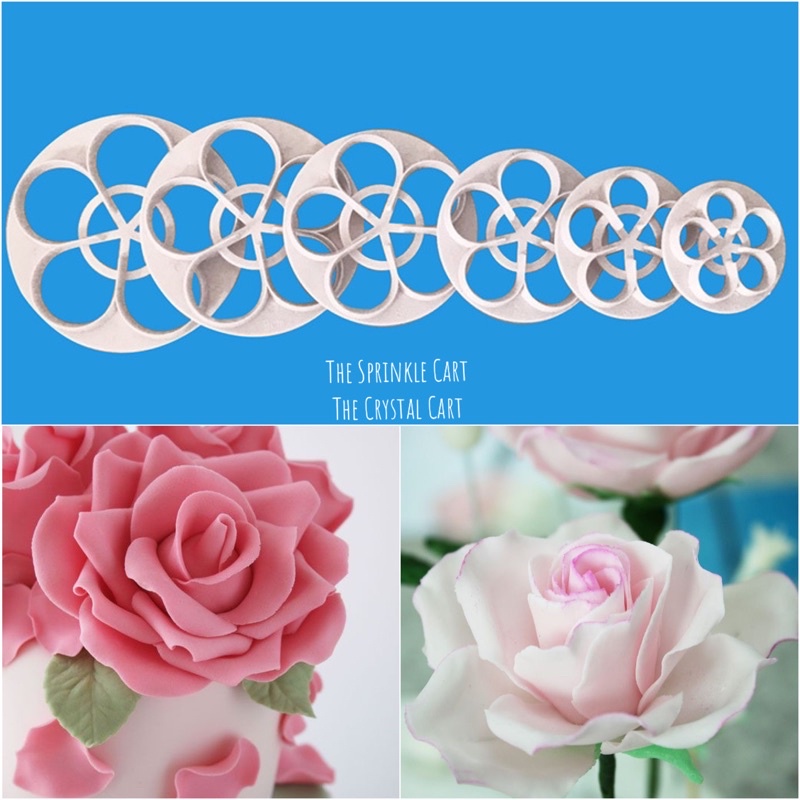 6pcs Flower Fondant Cutter Round Gumpaste Rose Easy Fondant Rose ...