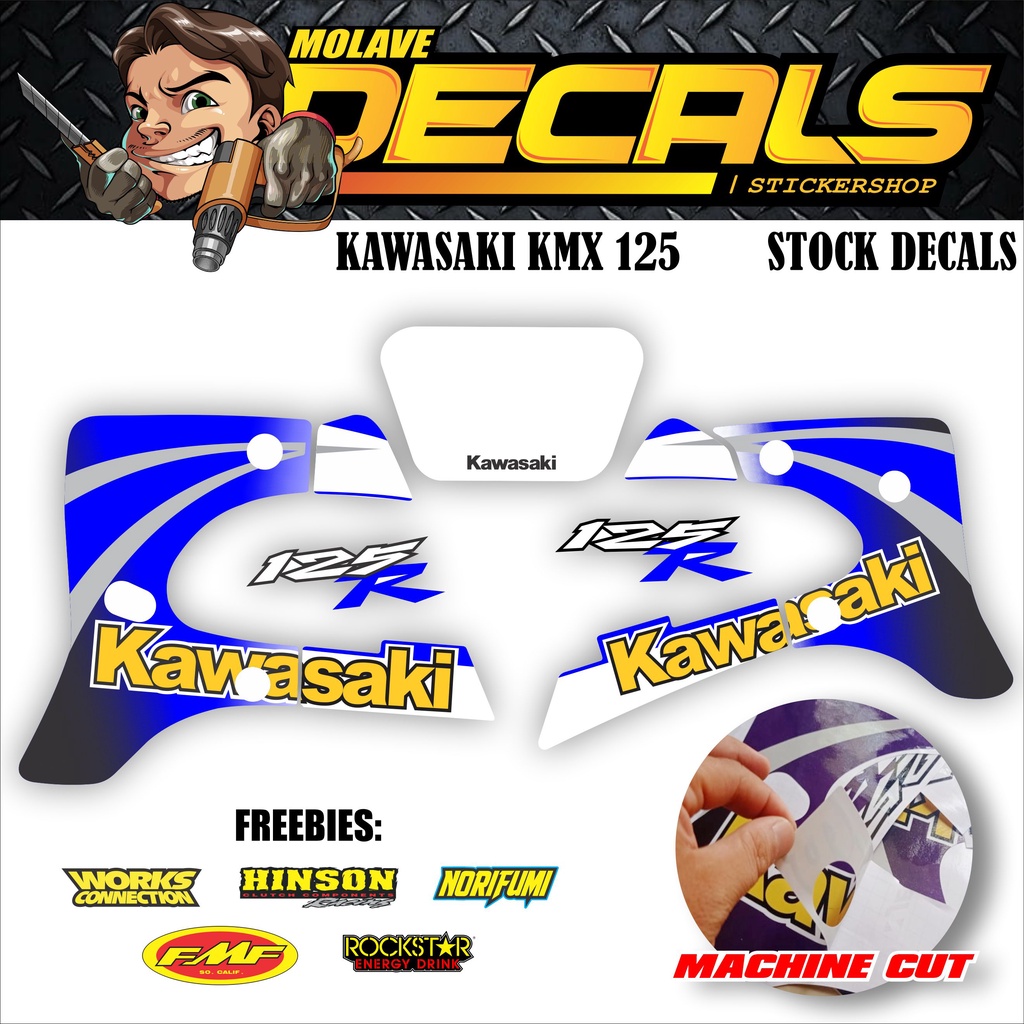 KAWASAKI KMX 125 STOCK DECALS | MACHINE CUT (BLUE) | Shopee Philippines