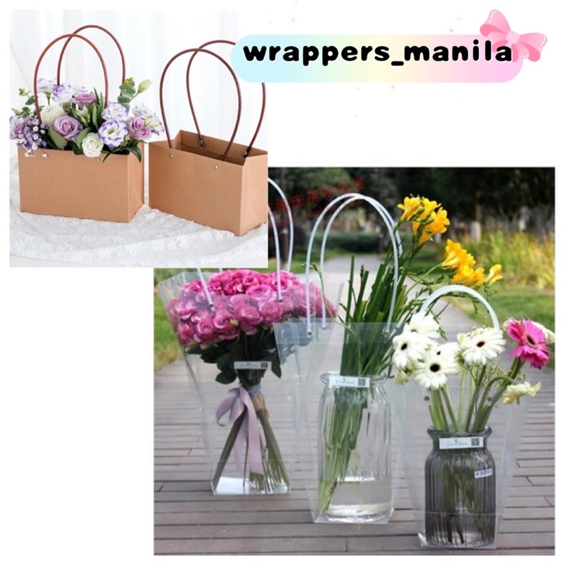 Transparent V-Shaped Flower Bouquet Bag Hand Bag Gift Bag | Shopee ...