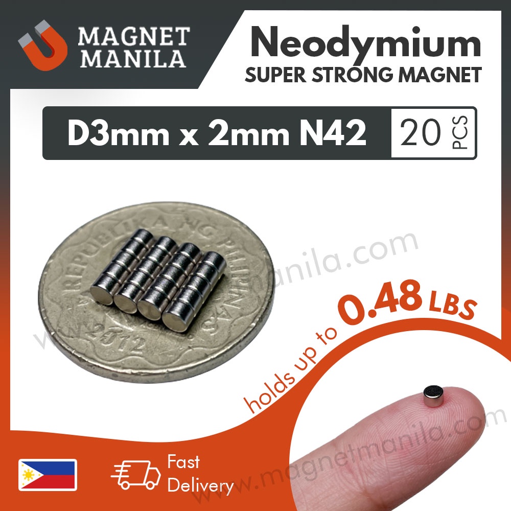 Magnet Manila 20 Pcs. D3mm X 2mm Neodymium Magnet N42 Super Strong Rare ...
