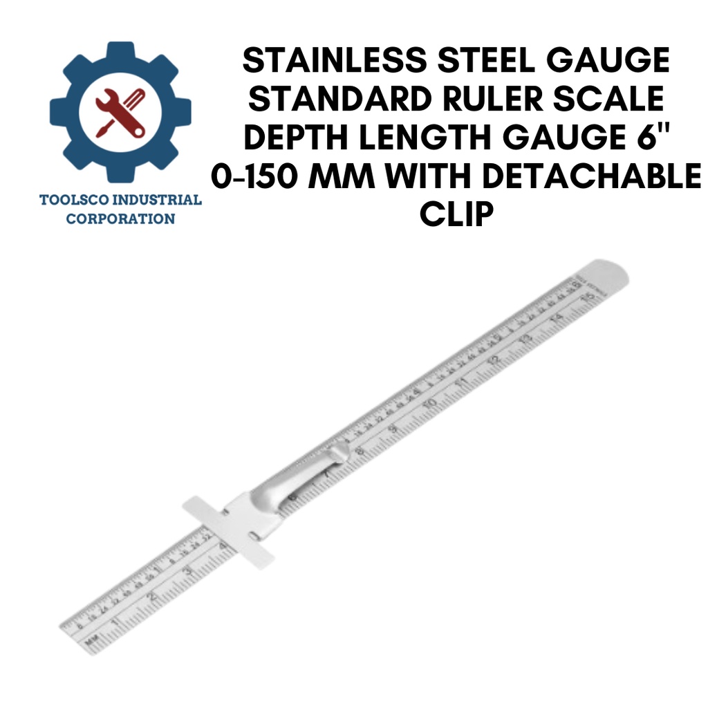 STAINLESS STEEL GAUGE STANDARD RULER SCALE DEPTH LENGTH GAUGE 6" 0-150 ...