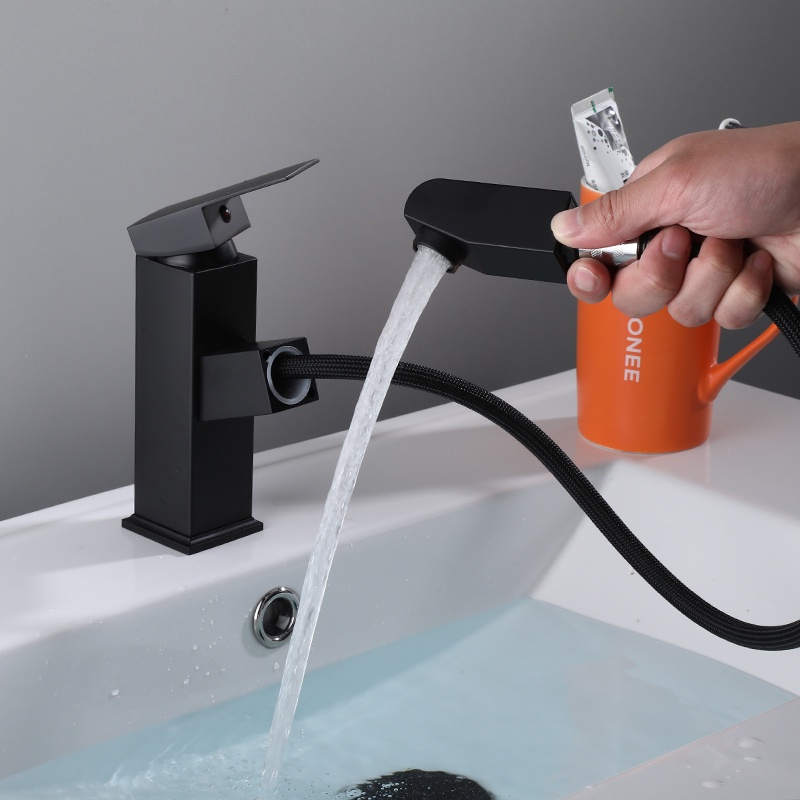 Black Stainless Steel Faucet Pull-Out Basin Bottom Hand Stretch ...