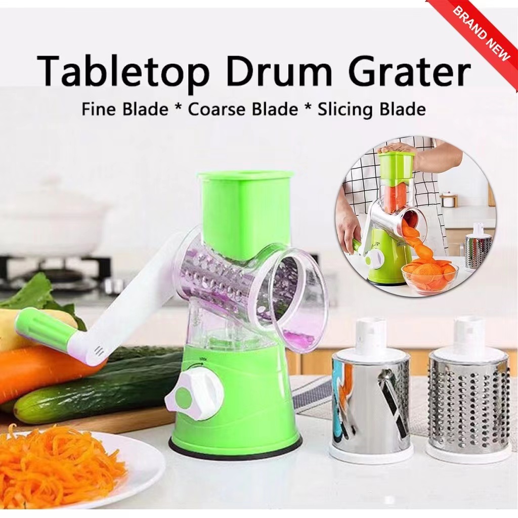 LU Tabletop Drum Grater 3 in 1 Shredder Slicer Grater Stainless Steel ...