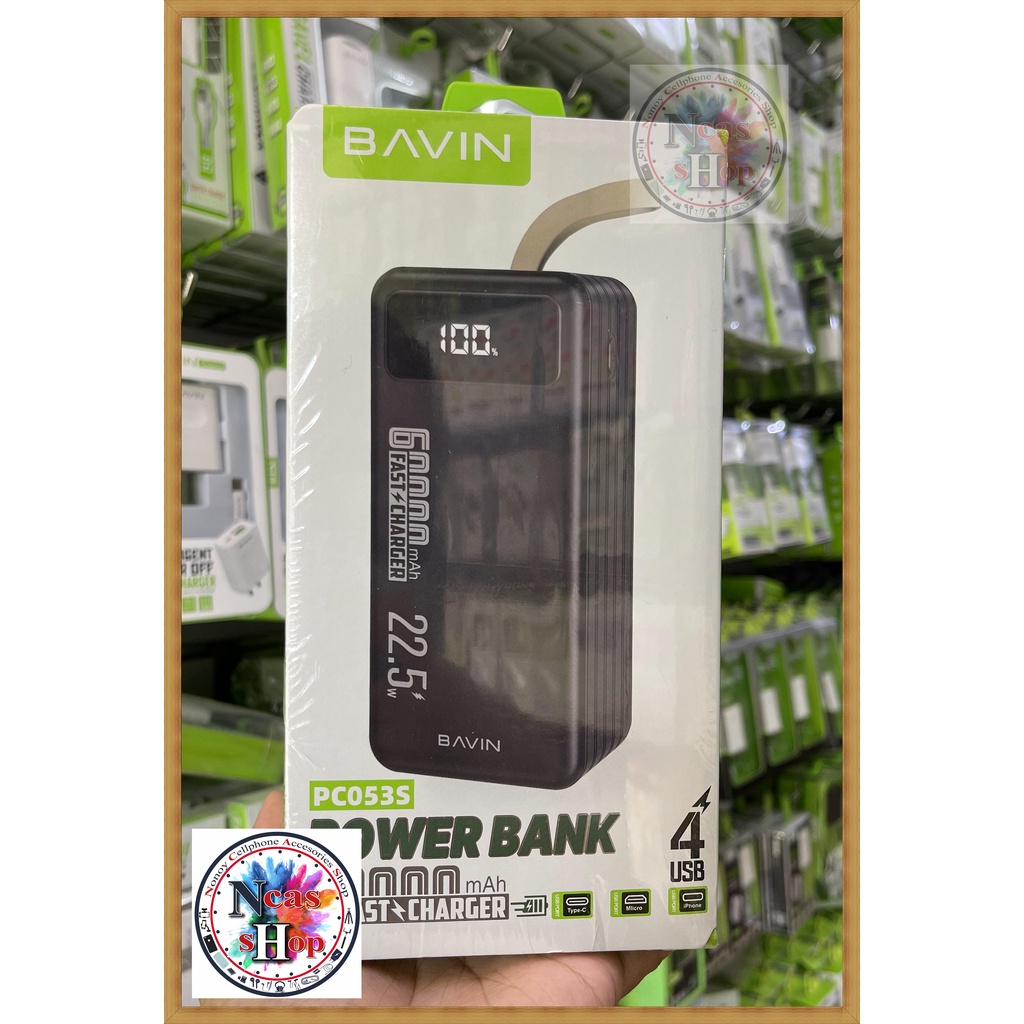 BAVIN PC053 60,000mAh POWERBANK FAST CHARGING 22.5W INPUT FLASHLIGHT POWERBANK OUTPUT TYPE-C ...