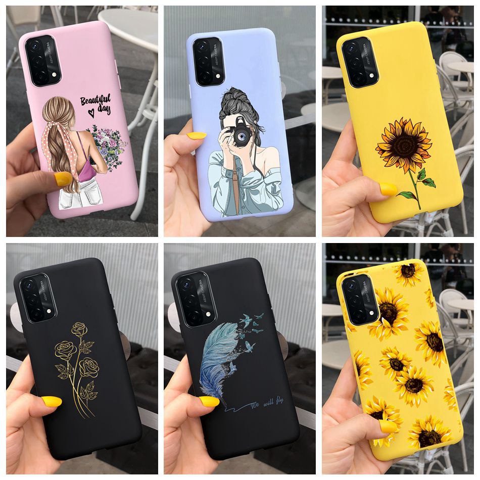 Beautiful Girl Flower Case OPPO A95 (CPH2365) A74 4G 2021 Candy Color ...