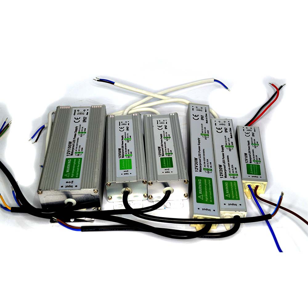 Waterproof LED Power Supply 12V 10-200W IP67 Aluminum Alloy Transformer ...