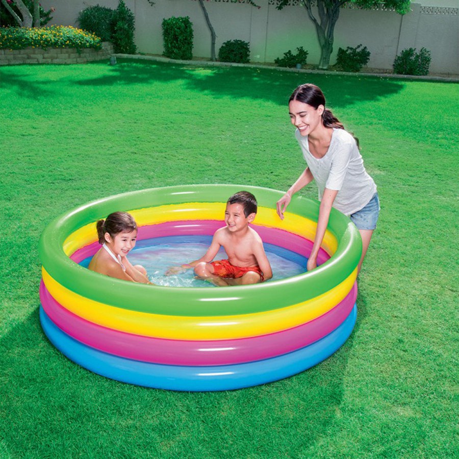 Bestway Rainbow Summer 4 Ring Play Swim Pool 1.57m x 46cm Children's ...