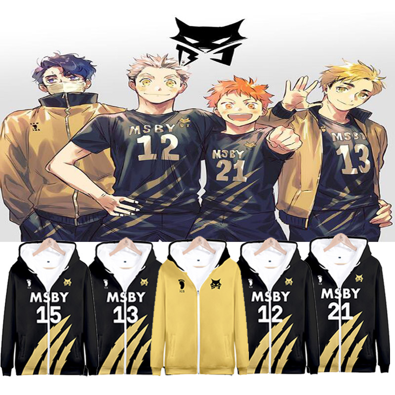 Anime Haikyuu MSBY Black Jackals HINATA 3D Printed Hoodie Jacket ...