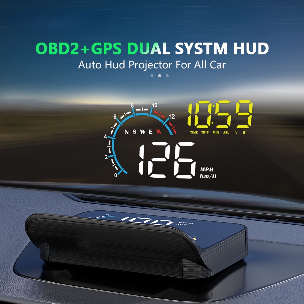 M12 Car OBD2 GPS HUD On-board Computer Auto Projector Head Up Display ...