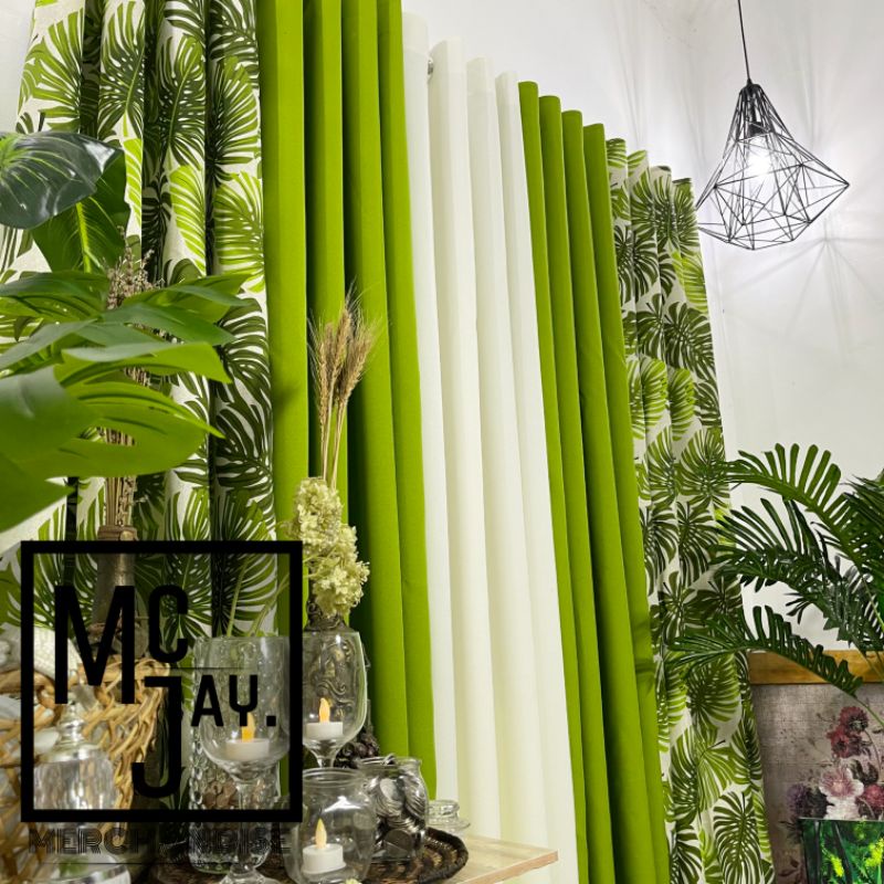 MCJAY - 5in1 Monstera Leaves Ring Curtain Set (6ft/7ft) - Sold per ...
