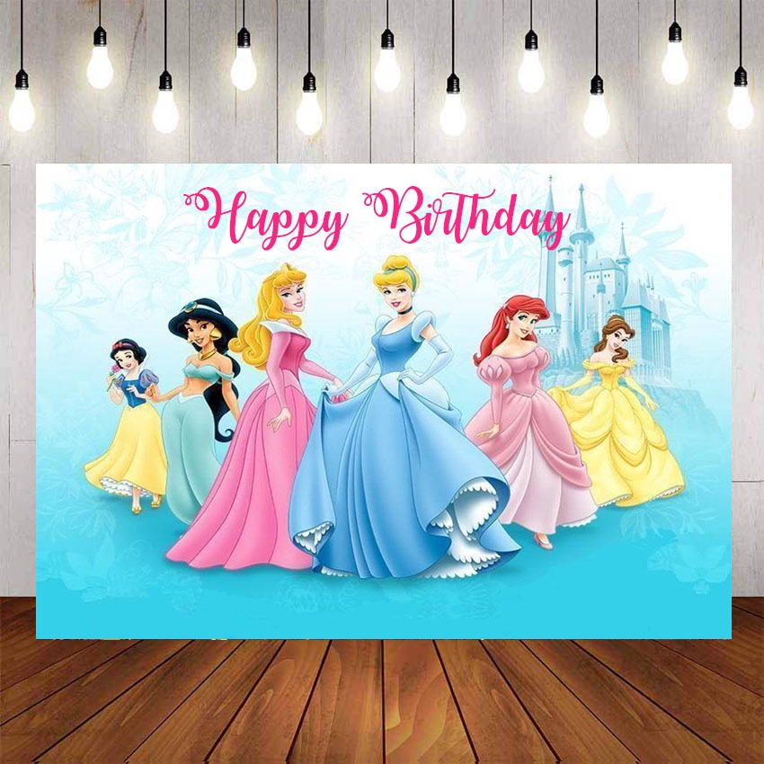 Disney Princess Backdrops Cartoon Girls Birthday Party Photography Sky ...