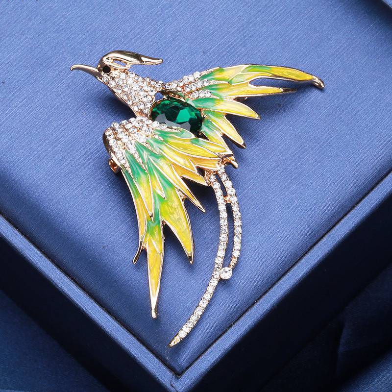 New Enamel Phoenix Brooch Retro Creative Clothing Pins Rhinestone ...