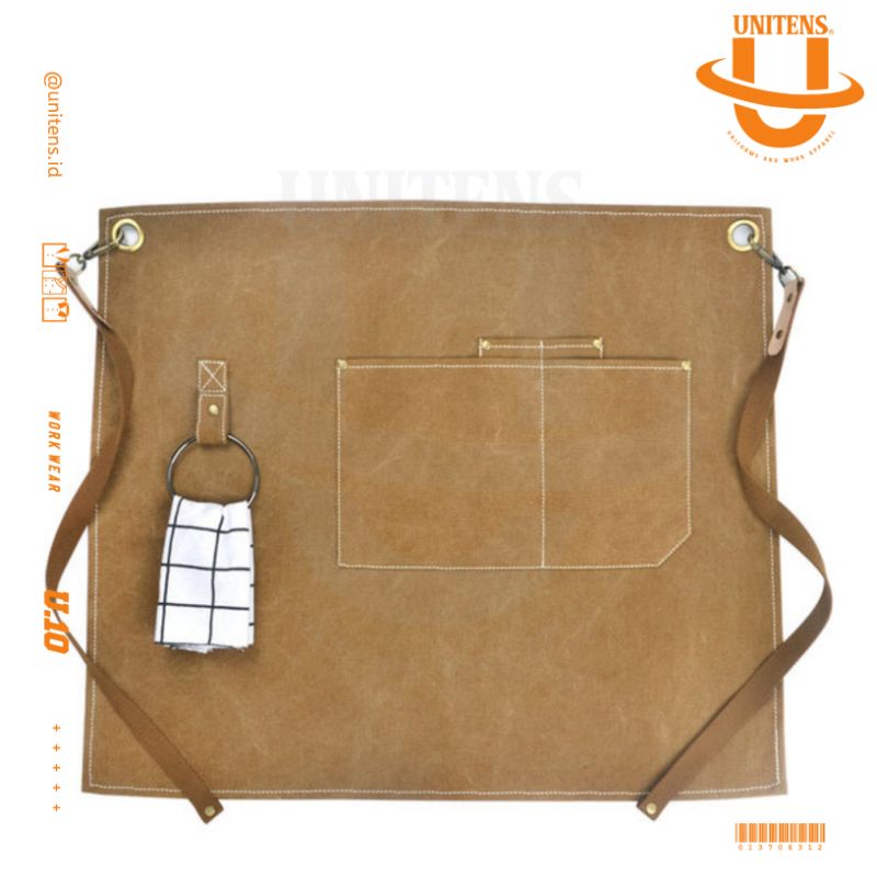 Unitens HCL.V1B Half Apron Waist Canvas Apron Leather Ring Unisex ...