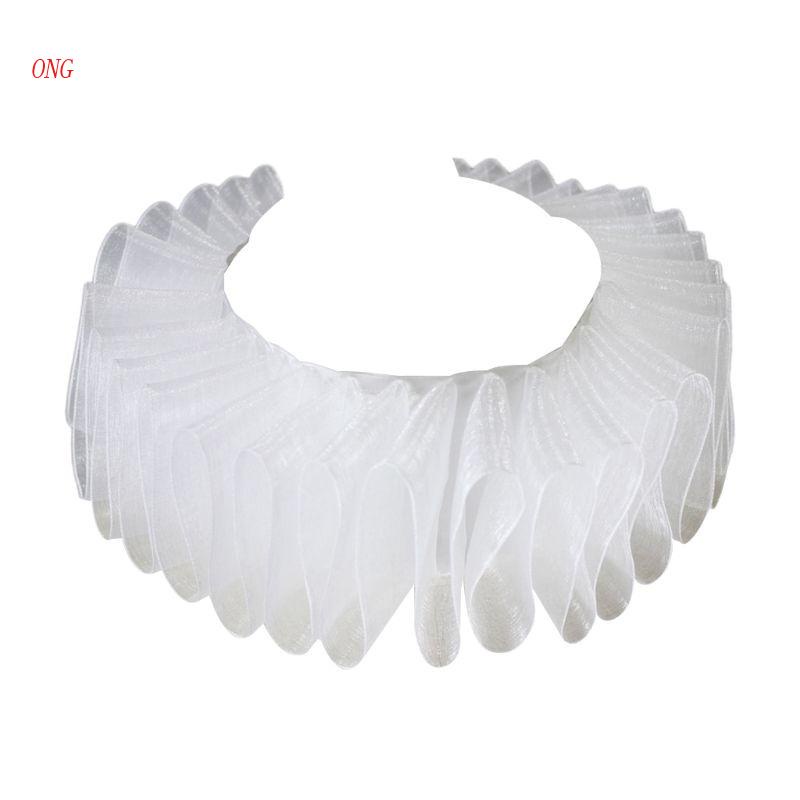 Best Womens Renaissance Elizabethan Ruffled Fake Collar Chiffon White Clown Neck Ruff Vintage ...