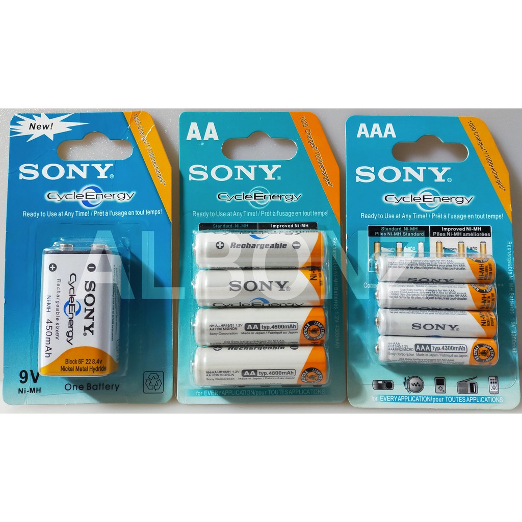 Sony Cycle Energy AA, AAA, 9V Rechargeable Battery | Shopee Philippines