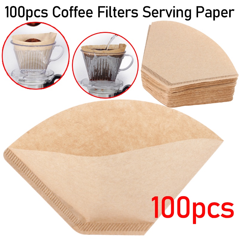 100Pcs Coffee Filter Hand-poured Paper Filter Strainer Dripper Coffee ...