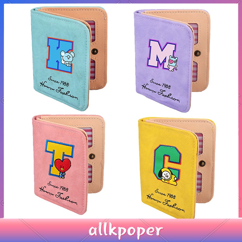 KPOP BTS Short Letter Wallet Card Pack BT21 Cartoon Character Wallet ...