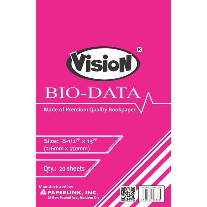 BIO DATA- (Long) Vision 20 sheets/pack | Shopee Philippines