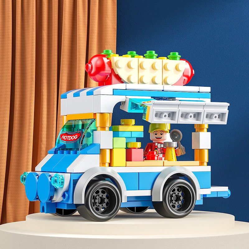 KEJI-Building Block Car Model Toy Mini Commercial Street Hot Dog Bread ...