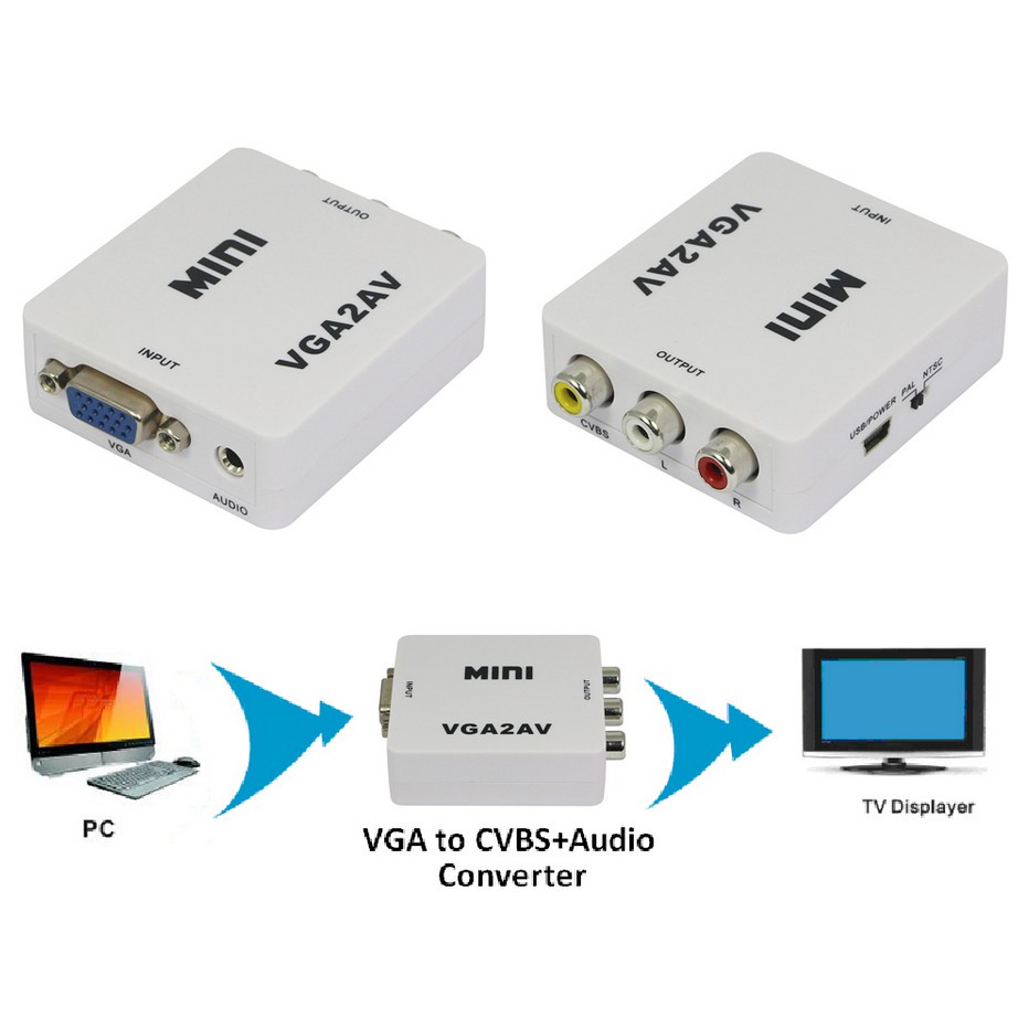 Premium Computer VGA to AV TV Composite RCA S-Video Scan Converter ...