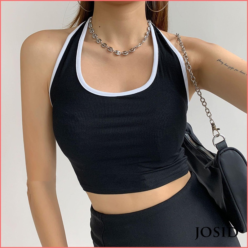 Sexy Inner Camisole Women's Summer Short Outer Wear Halter Neck Sports ...