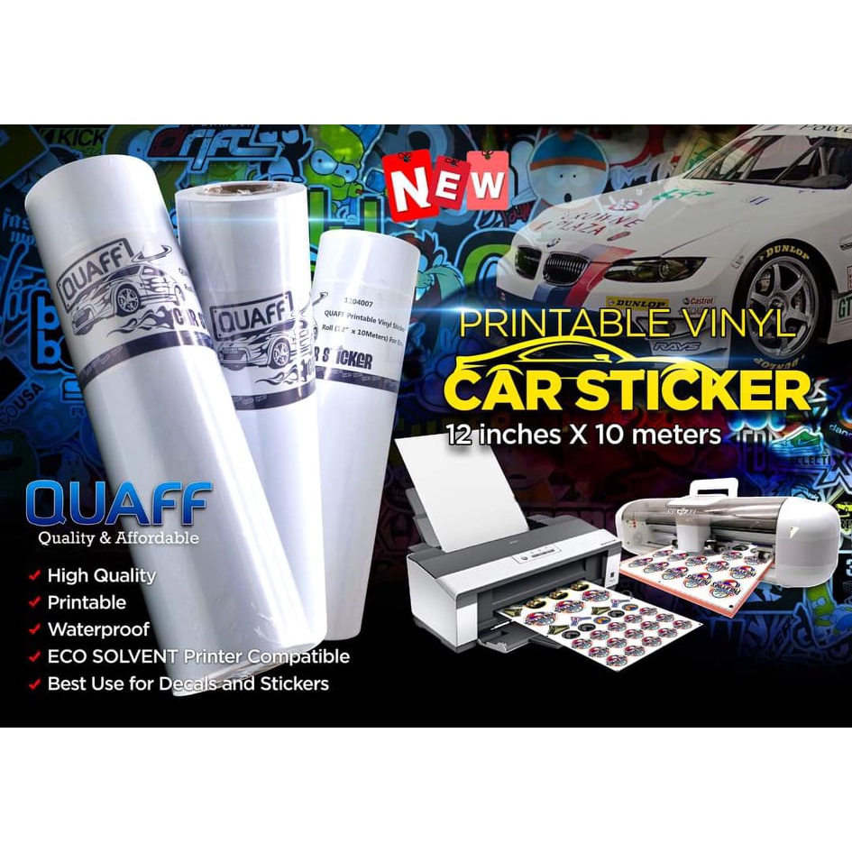 QUAFF PRINTABLE VINYL CAR STICKER FOR ECO SOLVENT INK 12 INCHES X 10 ...