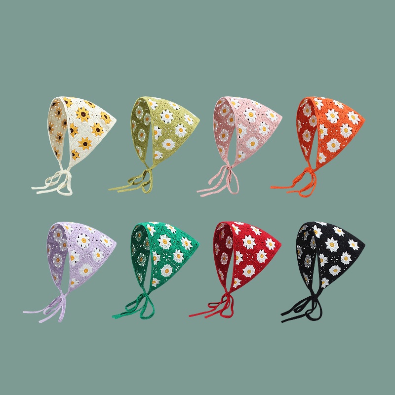LEVAO Women's Knitted Hollow Headband Flower Crochet Triangle Bandana ...