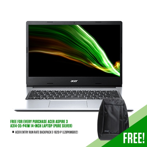 Acer Aspire 3 A314 35 P41M 14 Inch Laptop Pure Silver + Acer Entry Run ...