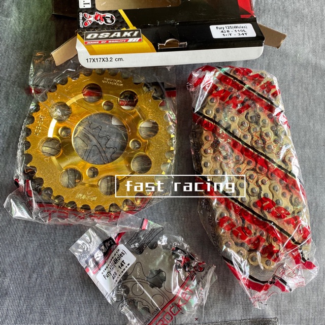 motorcycle osaki chain sprocket set fury 4holes old gold legit | Shopee ...