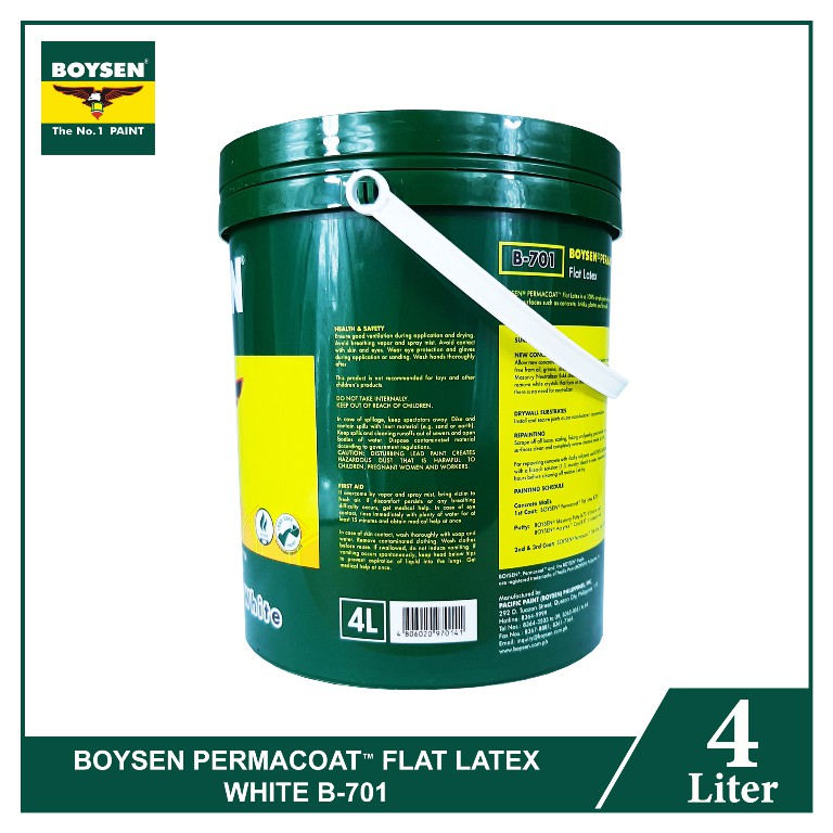 Boysen Permacoat Flat Latex White 4L B-701 | Shopee Philippines