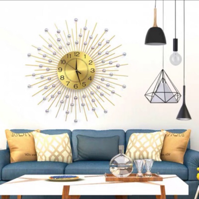 Gold Sunburst Diamond Clock 60cm Large Size | Shopee Philippines