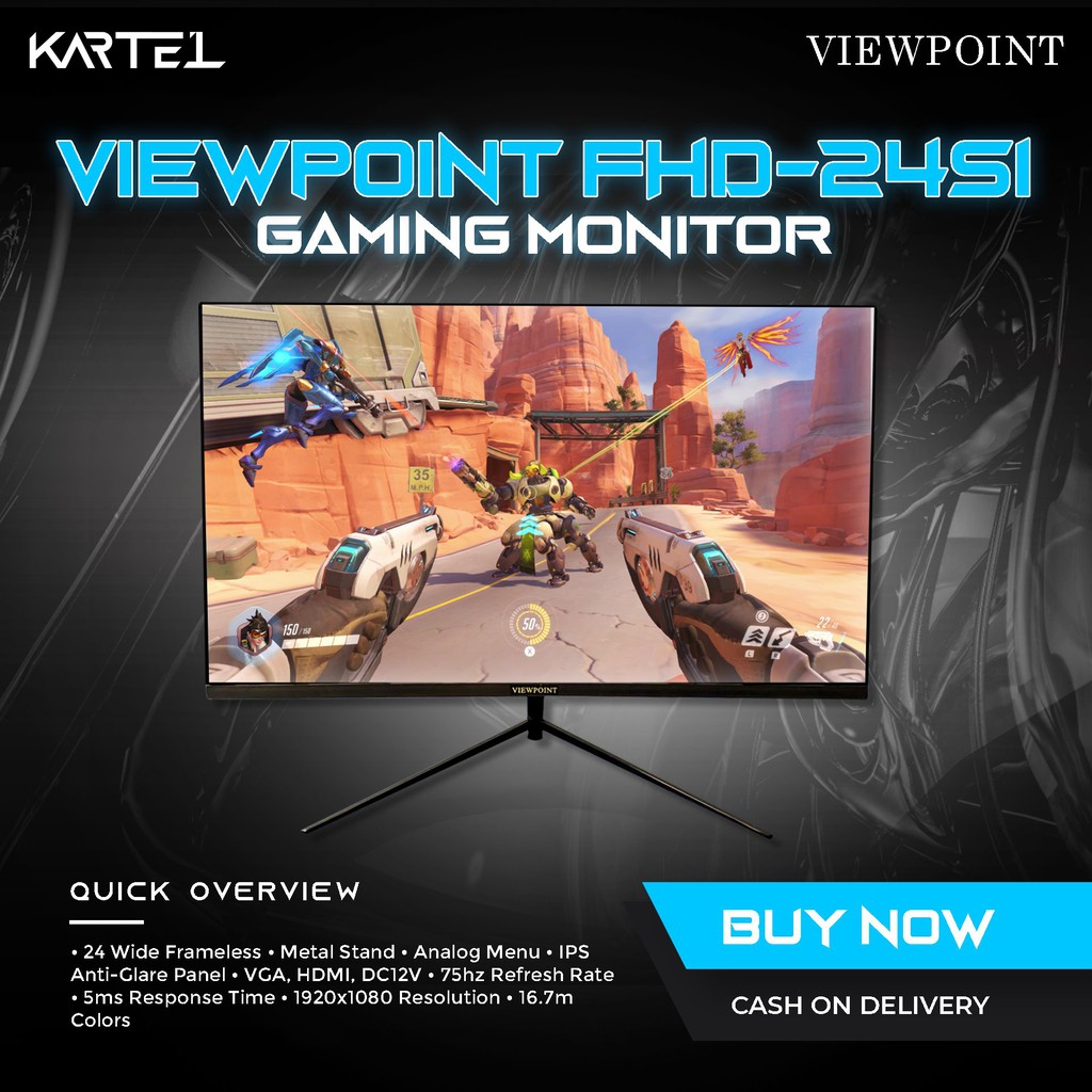 VIEWPOINT 1080p 24 inch Semi Curved 5ms 75hz Gaming Monitor | Shopee ...