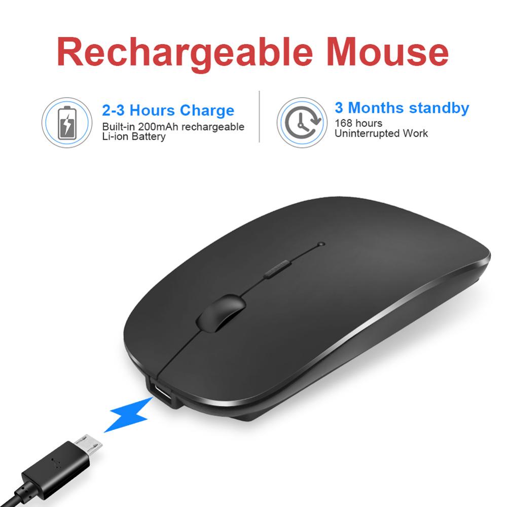 Wireless Mouse 2.4G Rechargeable Mice Ultra-Thin Silent Mouse Mute For ...