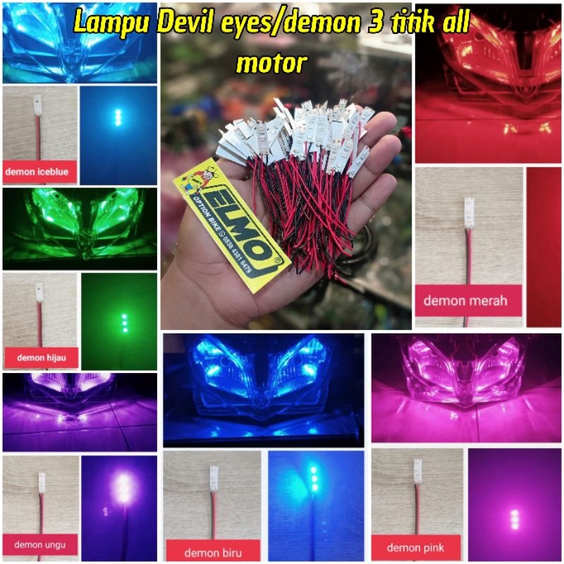 DEMON EYE DEVIL EYE LED LIGHT FOR MOTORCYCLE 12V DEVIL EYES 3 POINTS ...