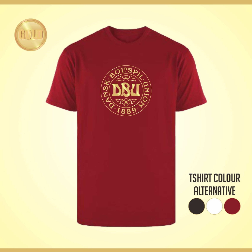 Danish National Team Fans T-Shirt Gold Screen Printing | Shopee Philippines