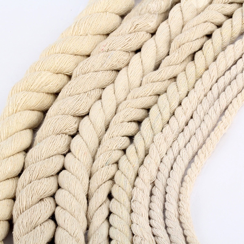 Three strands of cotton rope hand DIY rope thick rice white braided ...
