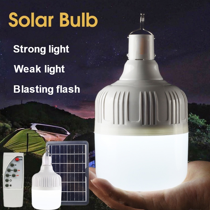 Solar Charging LED Light Bulb 100W-300W with Remote& USB Cable Camping ...