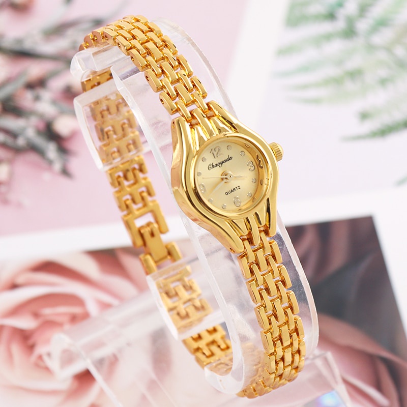 Women Bracelet Watch Golden Dial Quartz Elegant Watches | Shopee ...