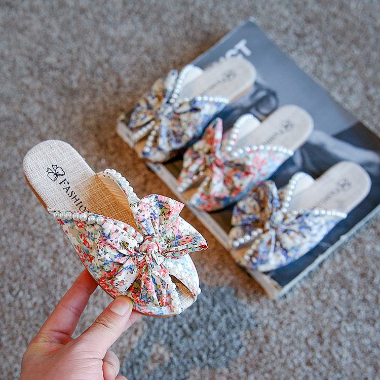 Ready Stock Summer New Fashion Girl's Korean Calico Slippers | Shopee ...