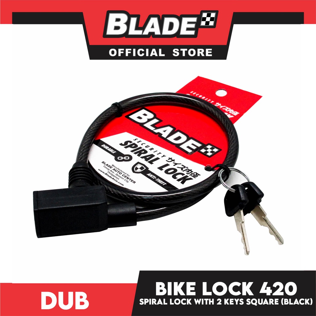 Dub Bike Lock 420 Security Spiral Lock Square with 2 Keys (Black ...