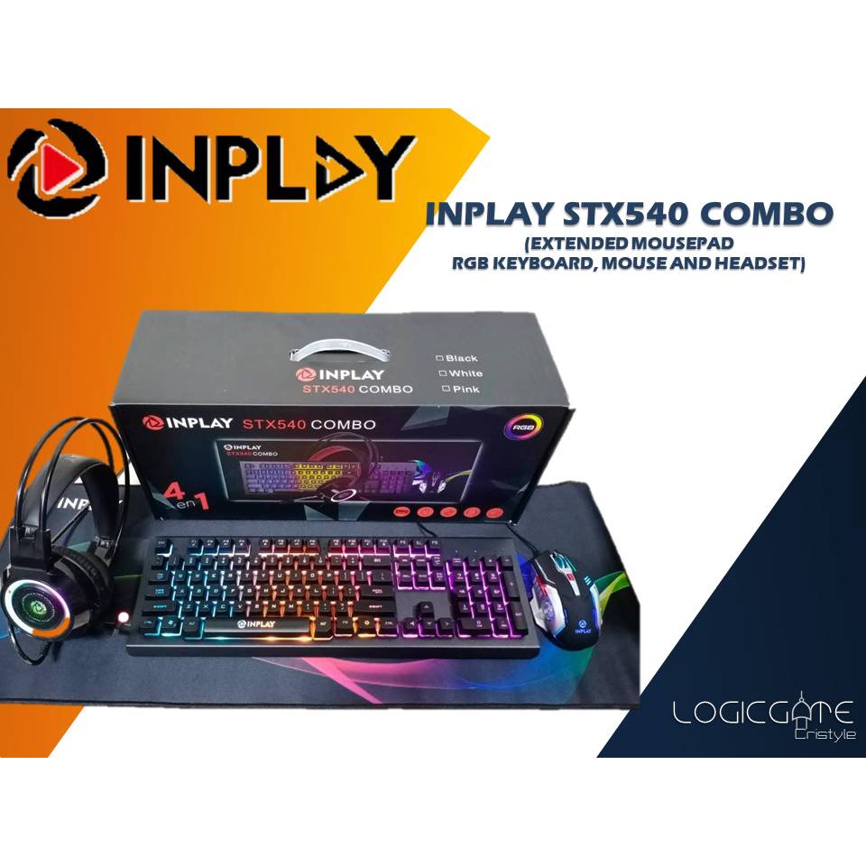 INPLAY STX 540 Gaming Keyboard And Mouse with Headset Extended Mouse ...